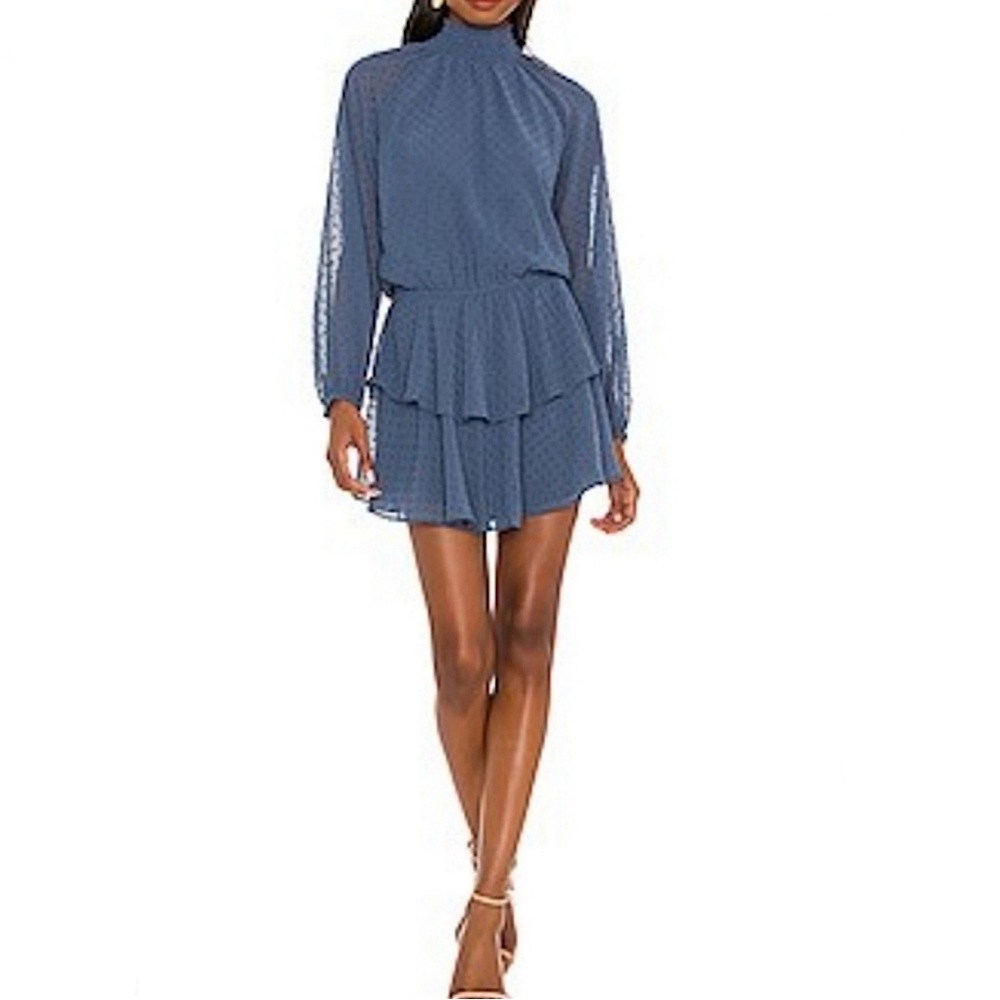 Yumi Kim Class Act Blue Ruffle Mini Dress - Gem